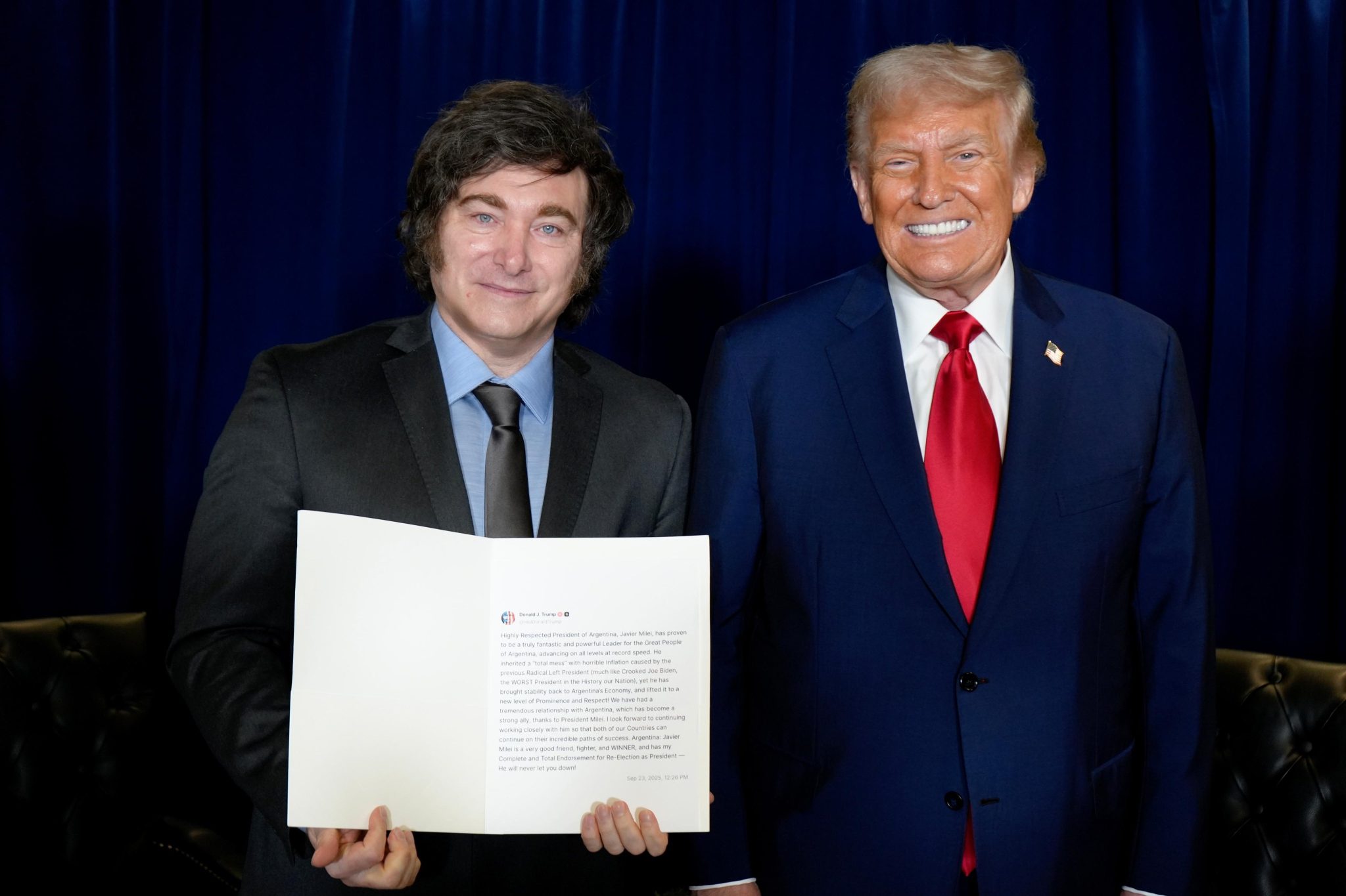 Trump congratulates Milei on ‘landslide victory’ in Argentina’s ...